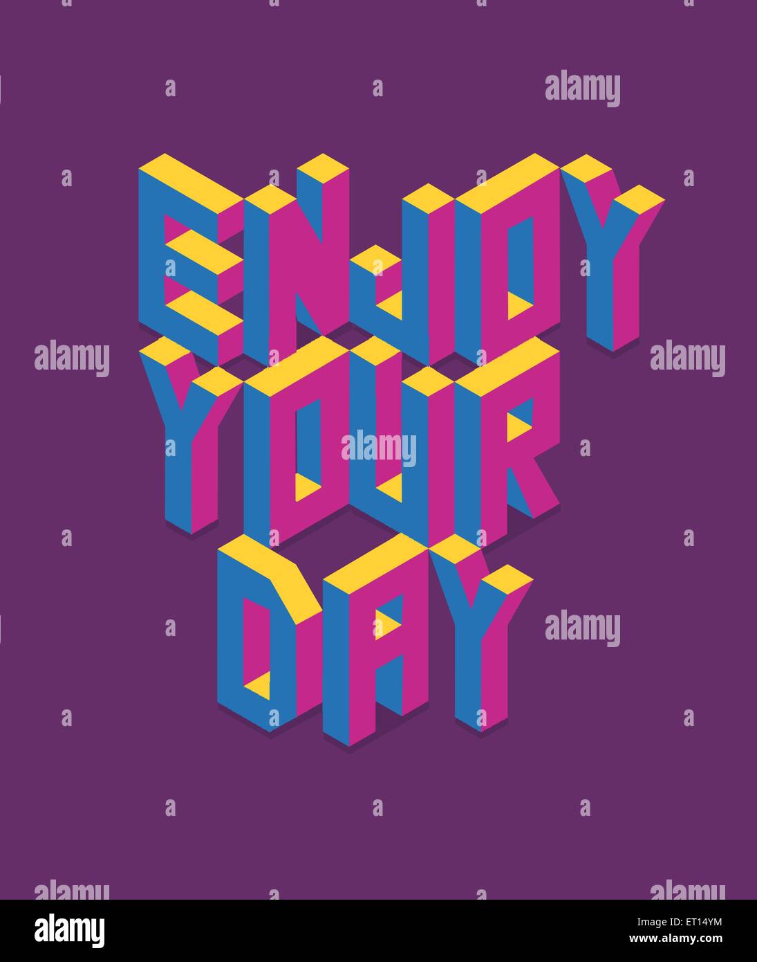 Isometric text Enjoy your day quote concept with paper sheet design ...
