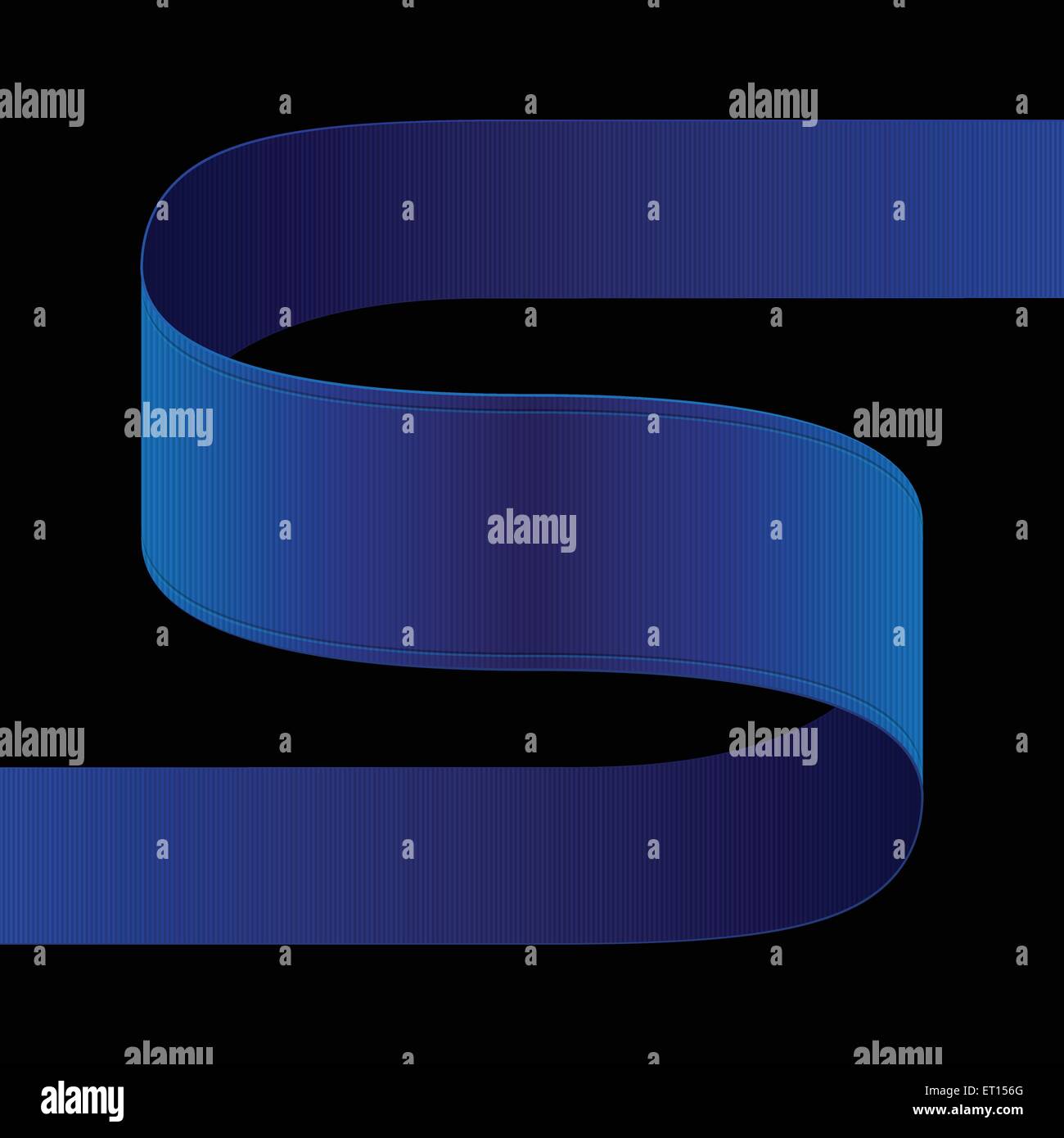 Blue fabric curved ribbon on black background. RGB EPS 10 vector ...