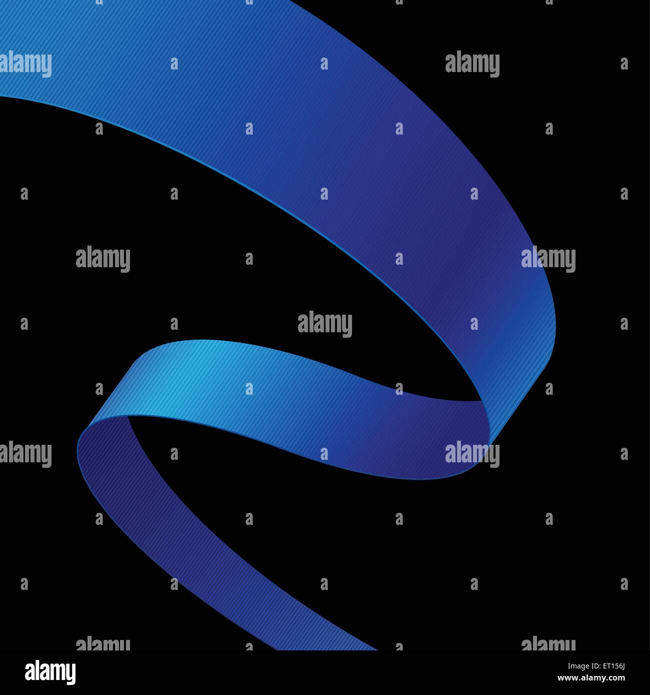 Blue fabric curved ribbon on black background. RGB EPS 10 vector ...