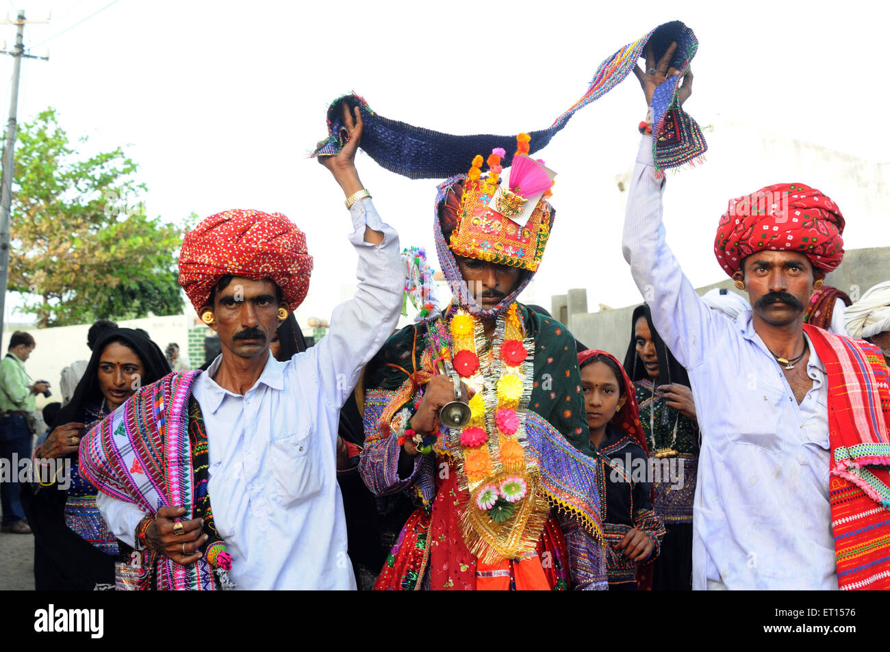 Rural marriage procession in child marriage ; Mindiyada near Anjaar ...