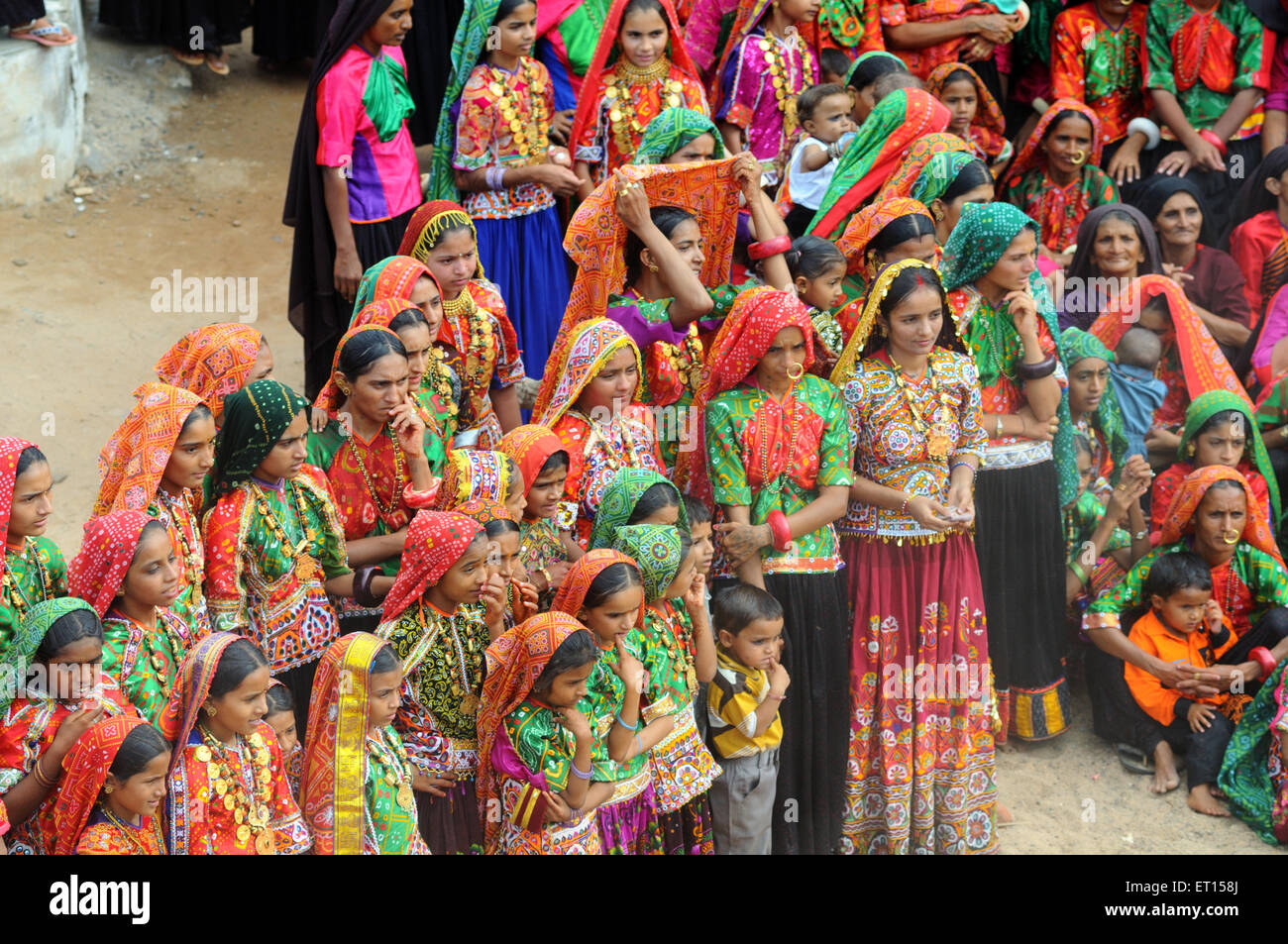 Rural women gathered ; Mindiyada near Anjaar ; Kutch ; Gujarat ; India ...
