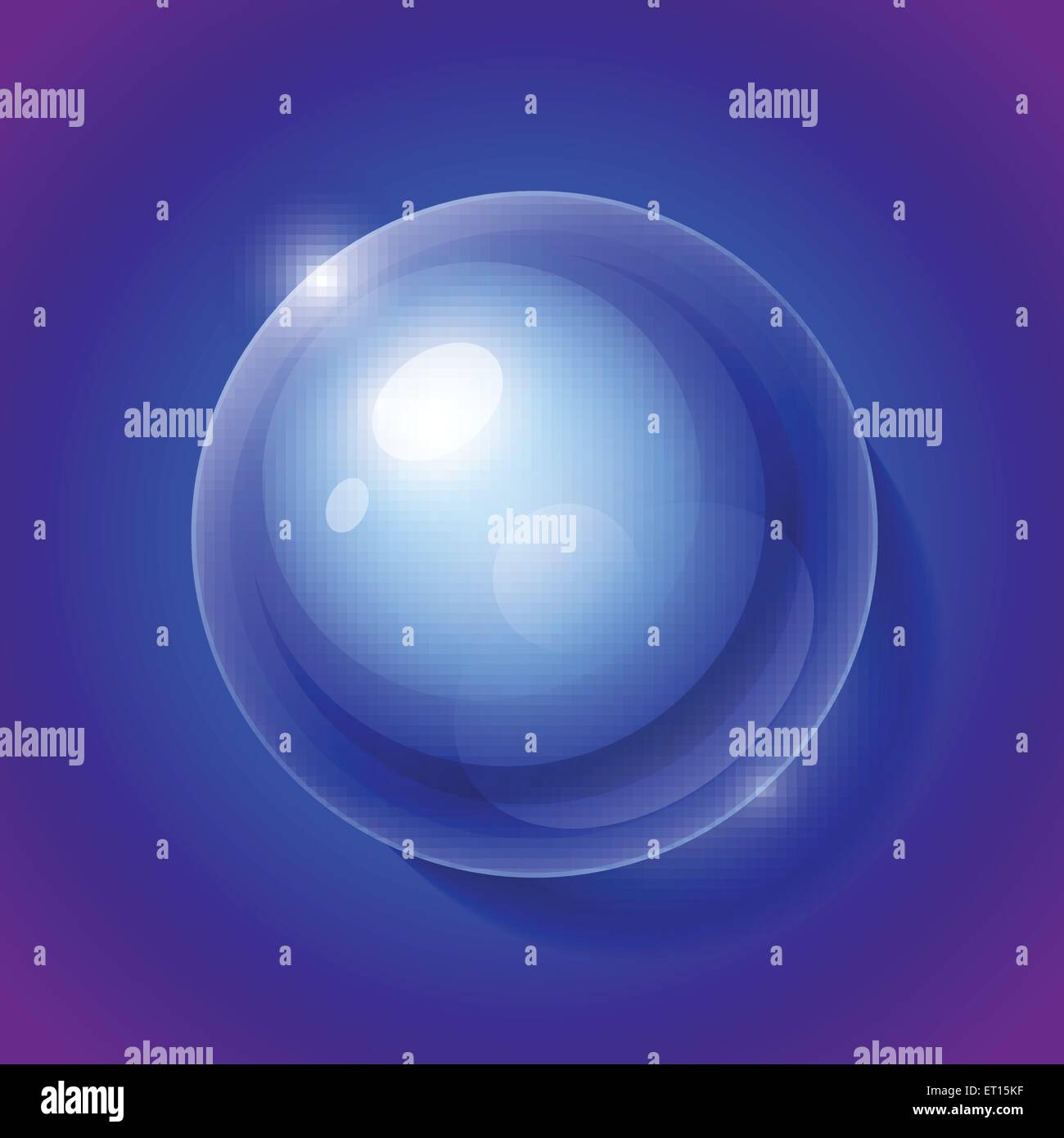 Realistic shiny transparent water drop sphere on blue background. RGB ...