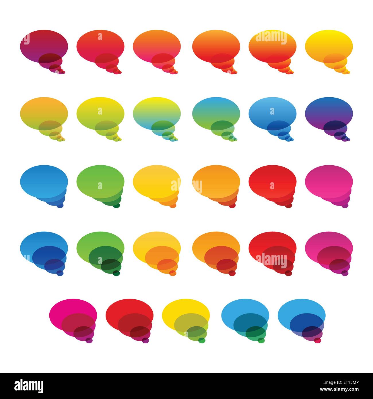 Rainbow colorful transparent chat bubbles set. RGB EPS 10 vector ...