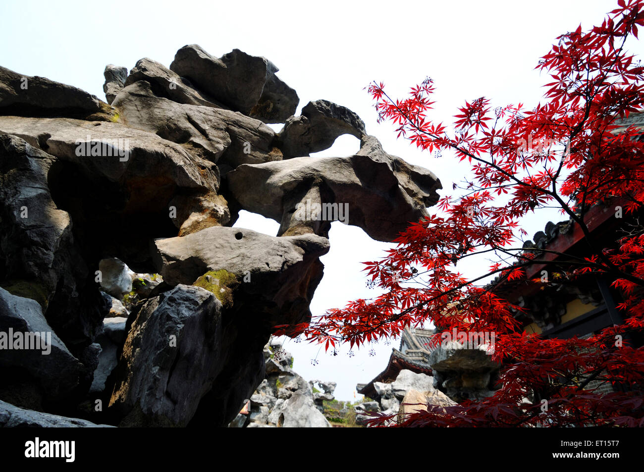Stone sculpture in garden, Dong Yang, Dongyang, Jinhua, Zhejiang, China ...