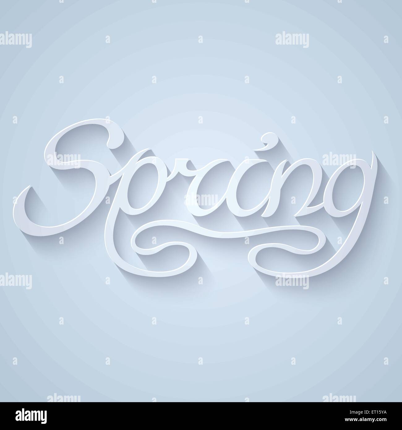 Hand drawn word SPRING lettering with long shadow on light grey ...