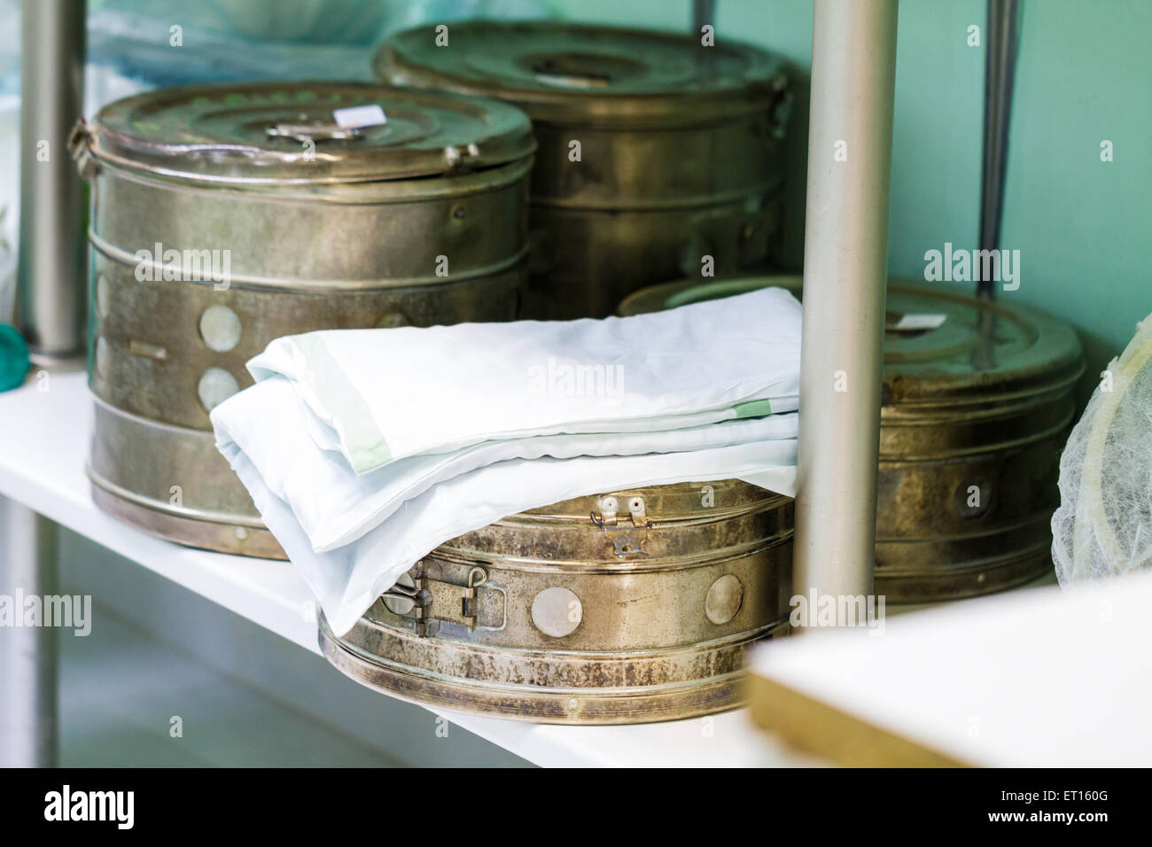 Equipment of operating room in hospital. Metal cases Stock Photo - Alamy