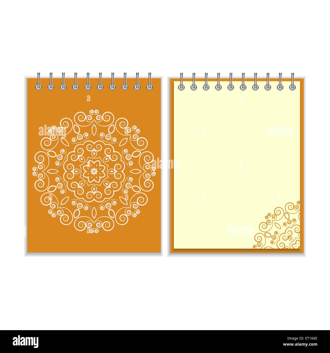 Orange cover notebook with round floral pattern Stock Vector Image ...