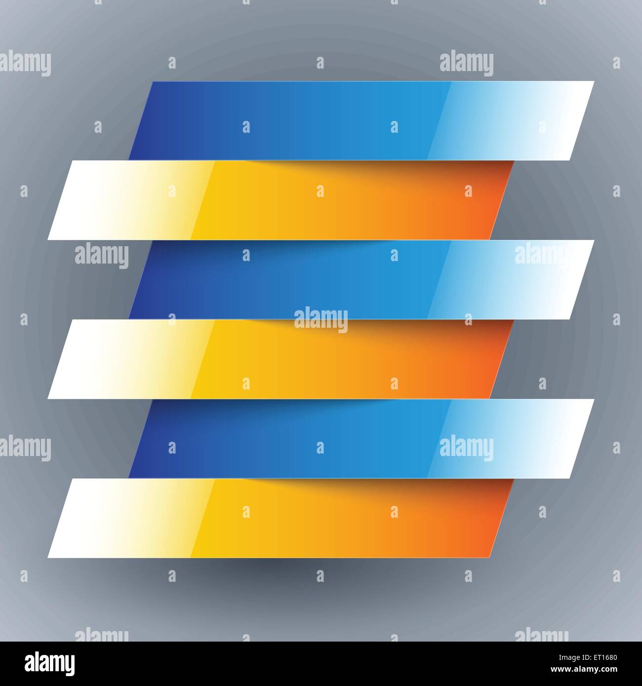 Infographics blue and orange shiny paper rectangle banners with shadows ...