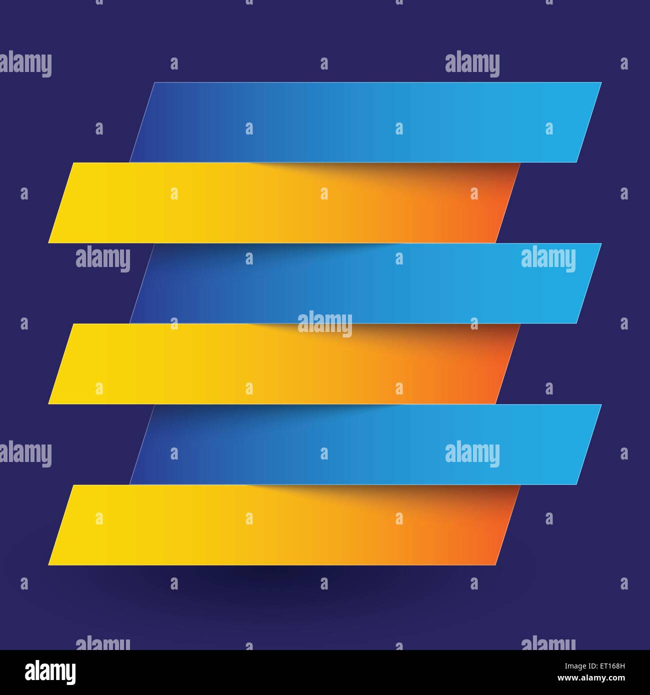 Infographics blue and orange paper rectangle banners with shadows on ...