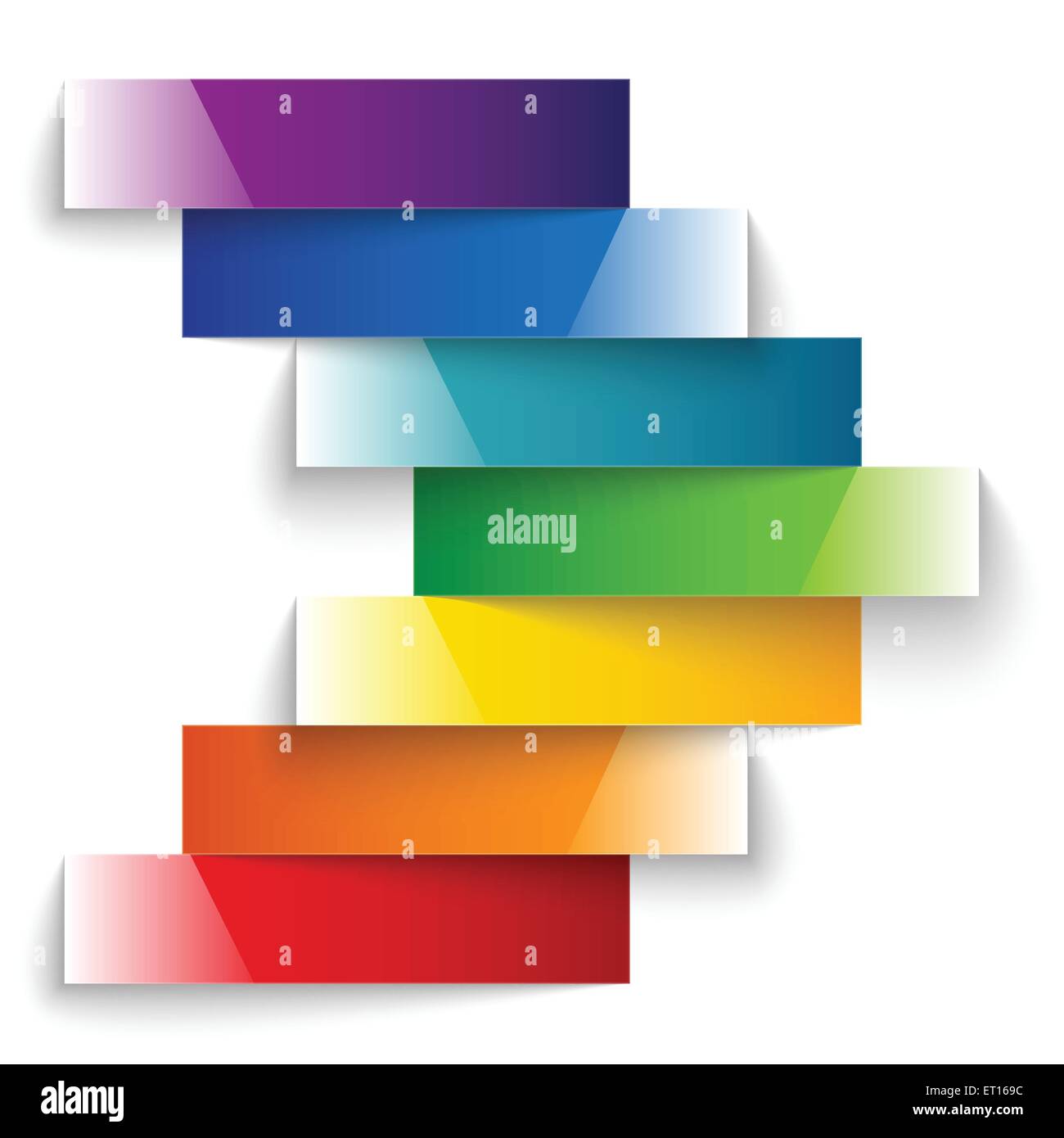 Colorful rainbow shiny paper stripes banners arrow on white background ...