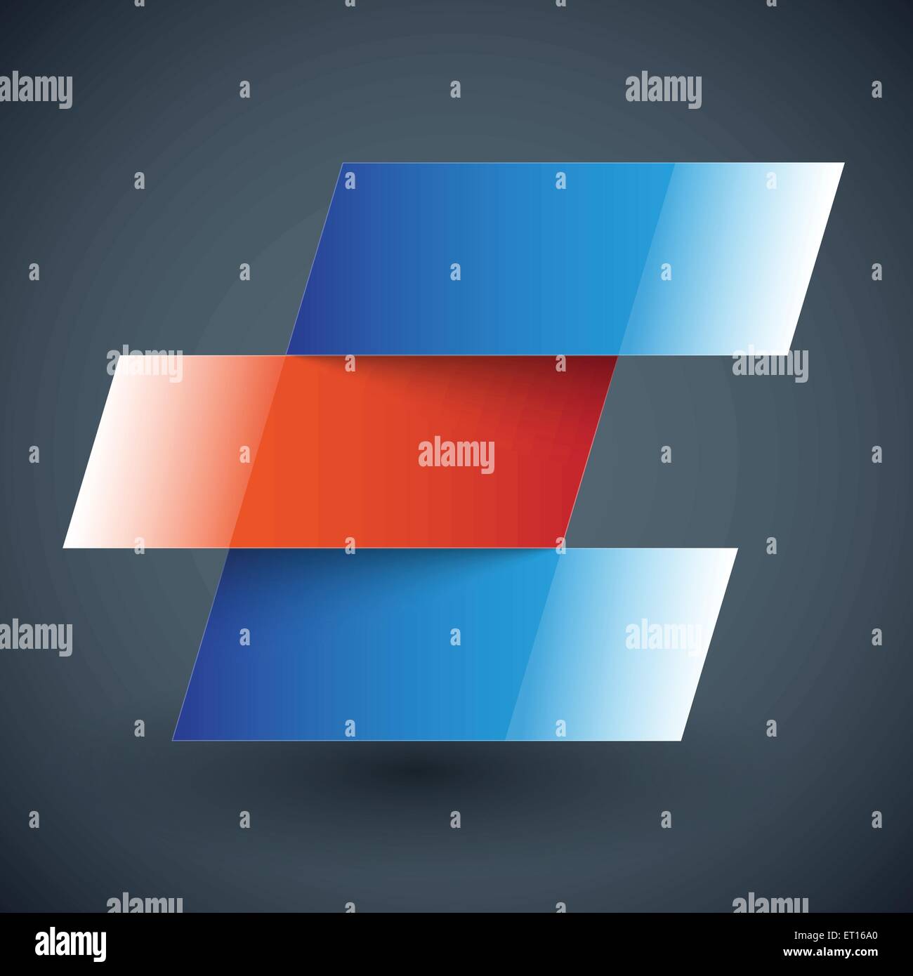 Infographics blue and red shiny metallic rectangle banners with shadows ...