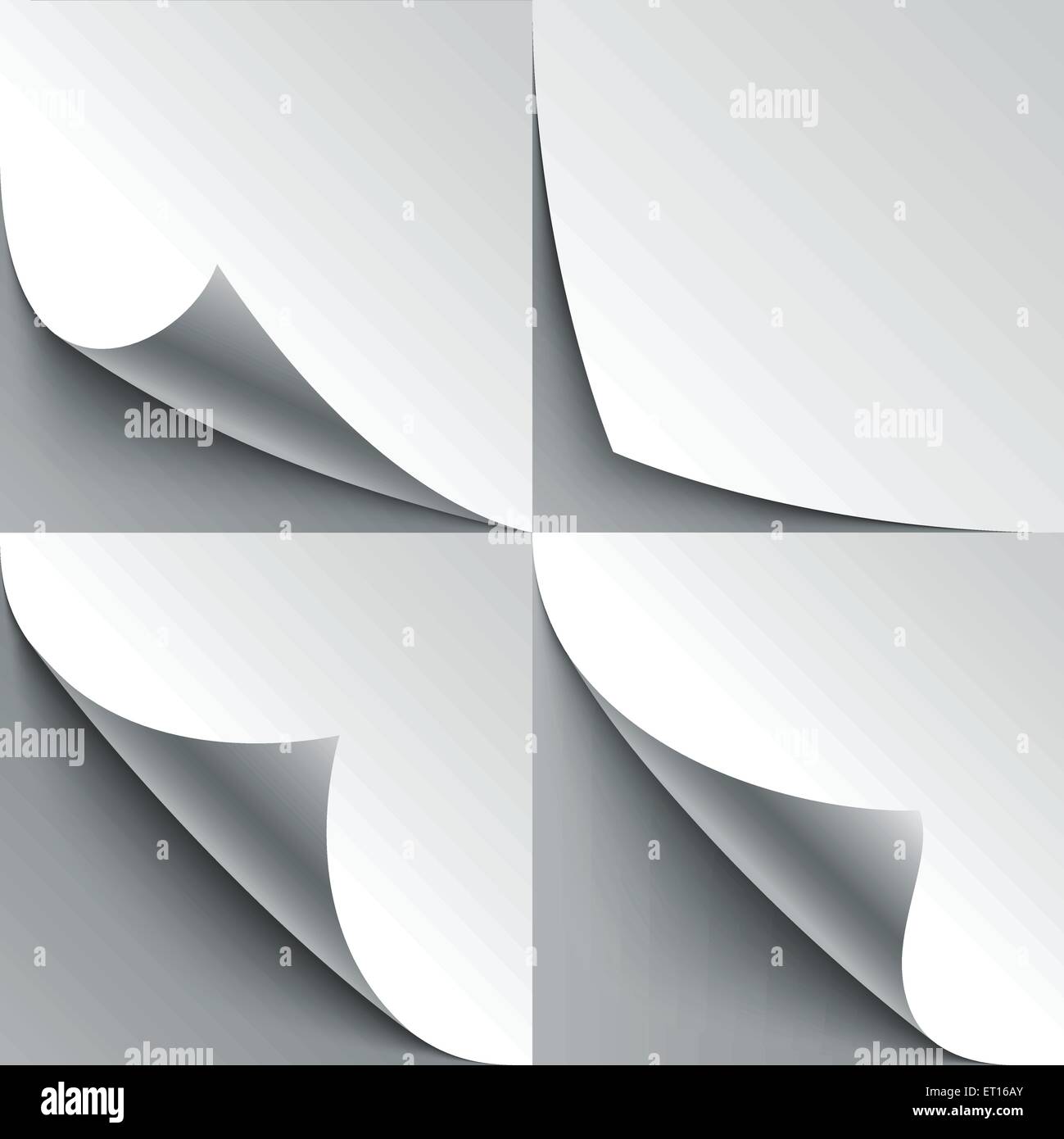Set of curled white paper page corners with realistic shadows. RGB EPS ...