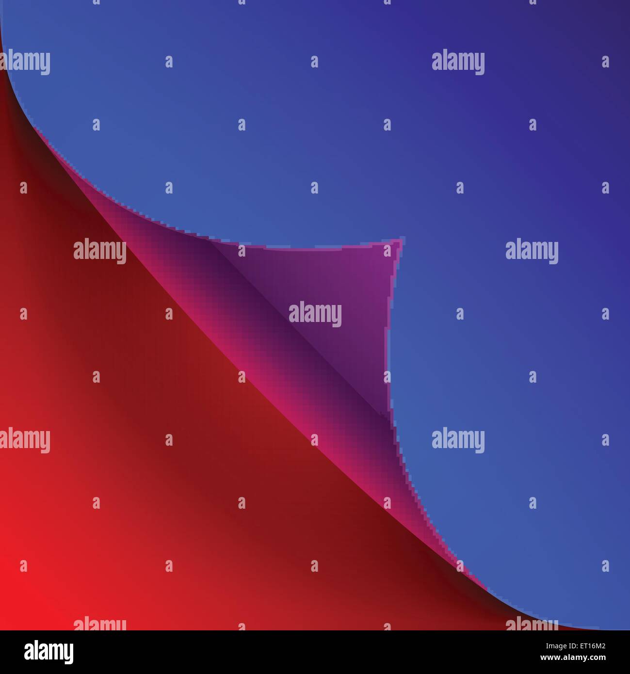 Curled colorful blue and red paper page corner with realistic shadow ...