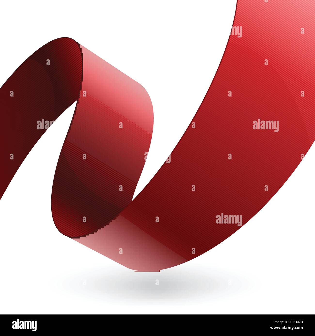 Red shiny fabric curved textured ribbon on white background. RGB EPS 10 ...