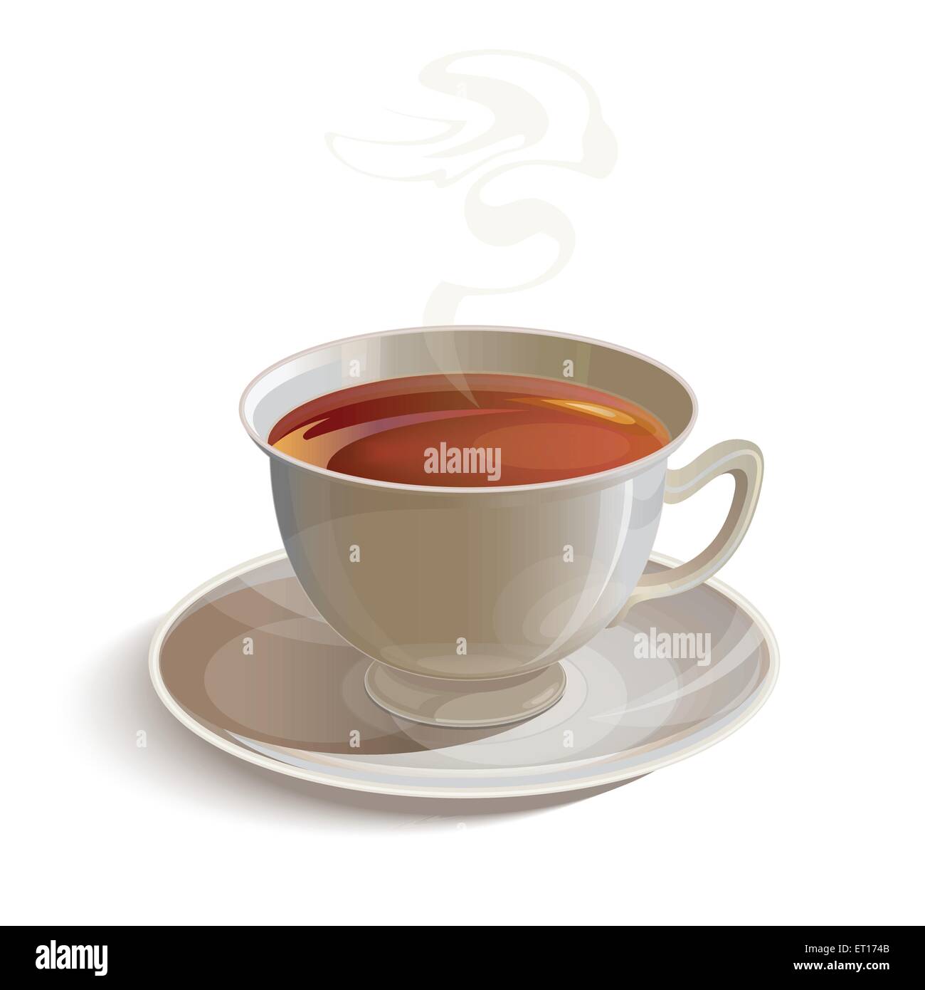 Isolated realistic white tea cup with saucer on white background. RGB ...