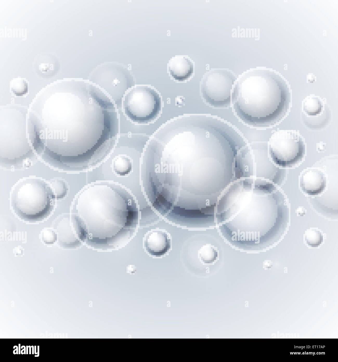 Realistic shiny transparent water drop bubbles on light grey background ...