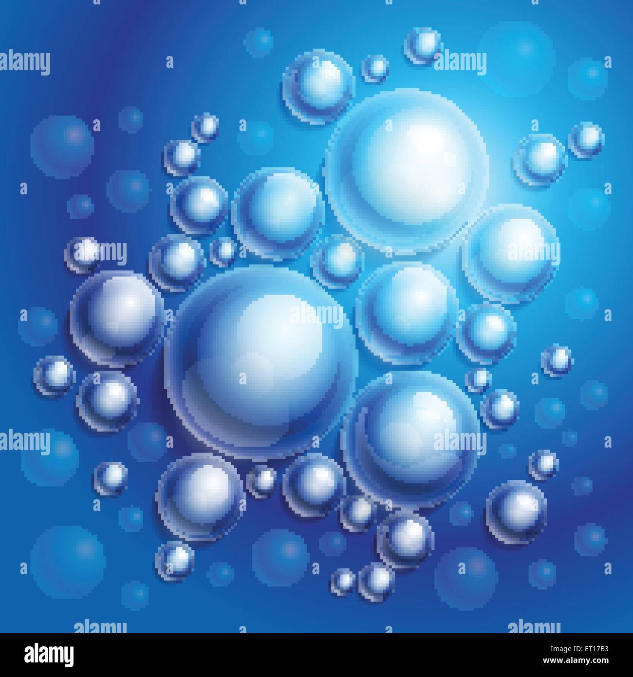 Abstract blue water background with shining drops and bubbles. RGB EPS 10 vector illustration ...