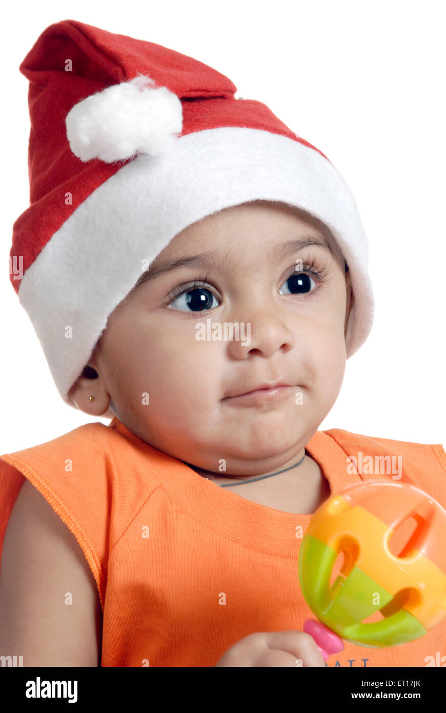 Baby boy wearing Santa cap white background MR#152 Stock Photo - Alamy