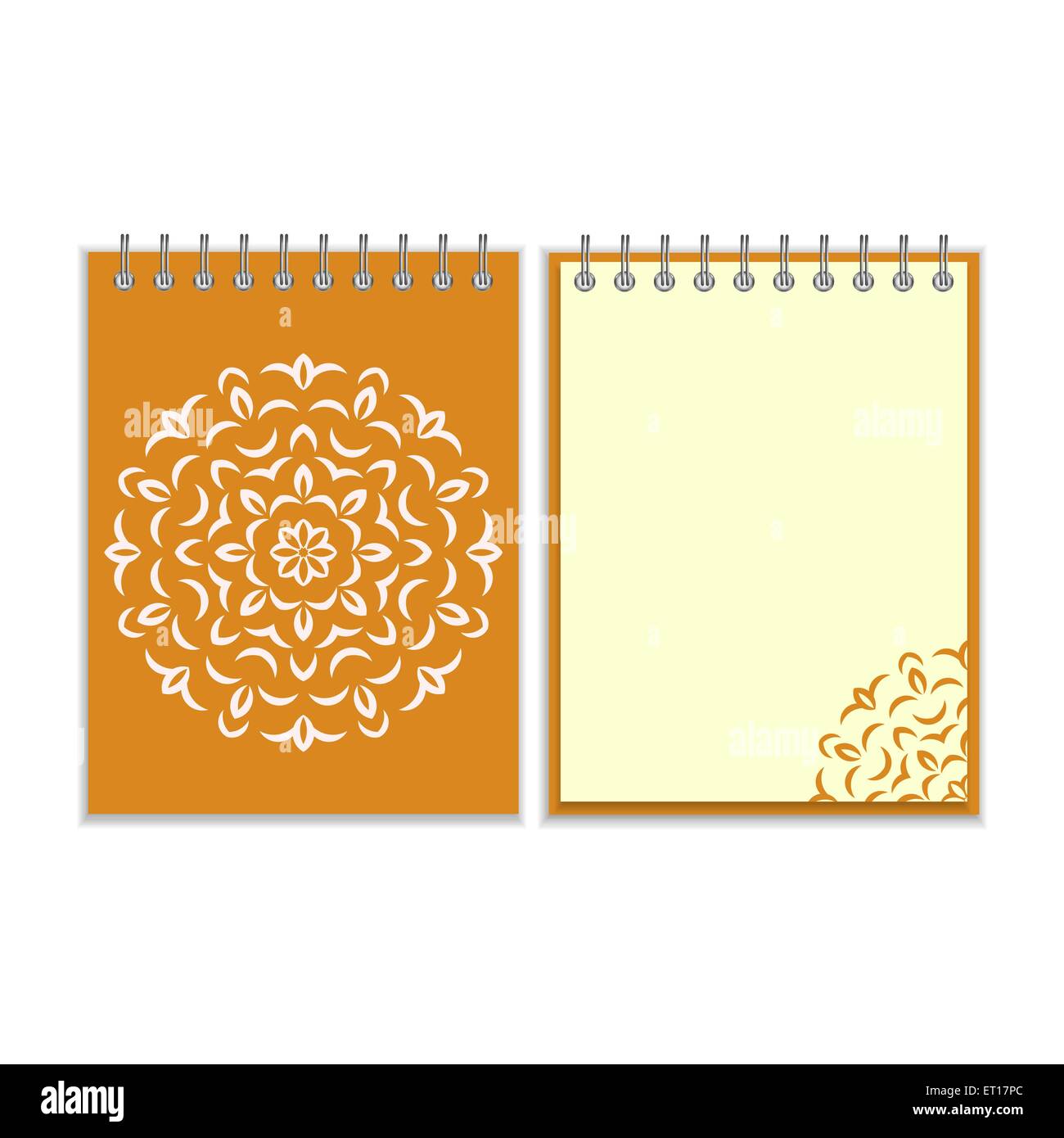 Spiral orange cover notebook with round ornate pattern Stock Vector ...