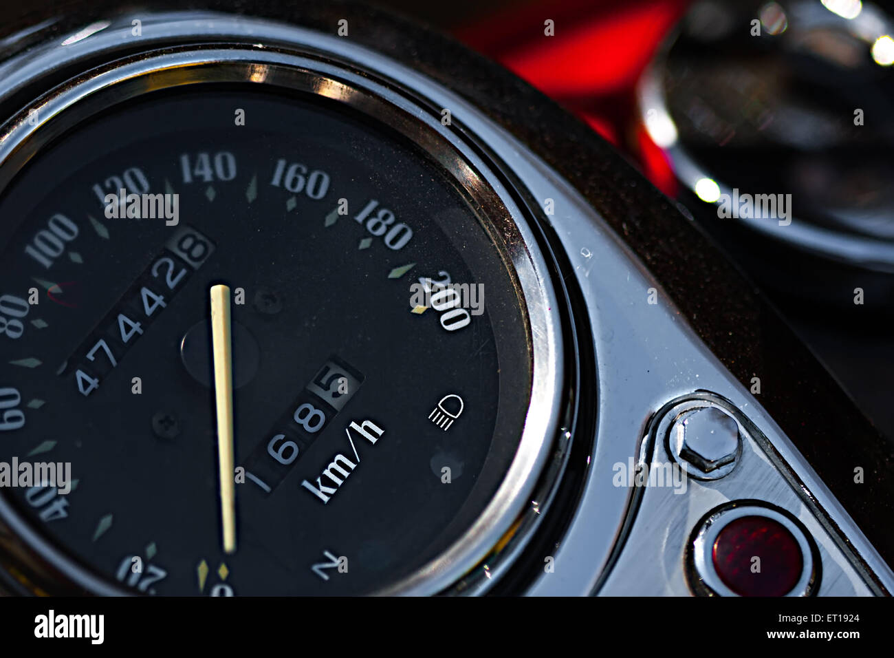 Motorcycle speedometer closeup view Stock Photo - Alamy