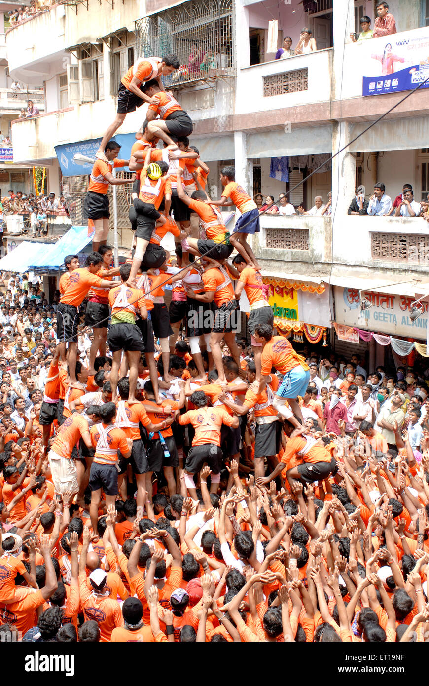 Human pyramid trying to climb in janmashtami gokulashtami festival ...