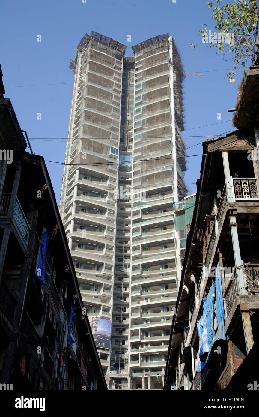 construction front of old building chawl system lalbaug mumbai ...