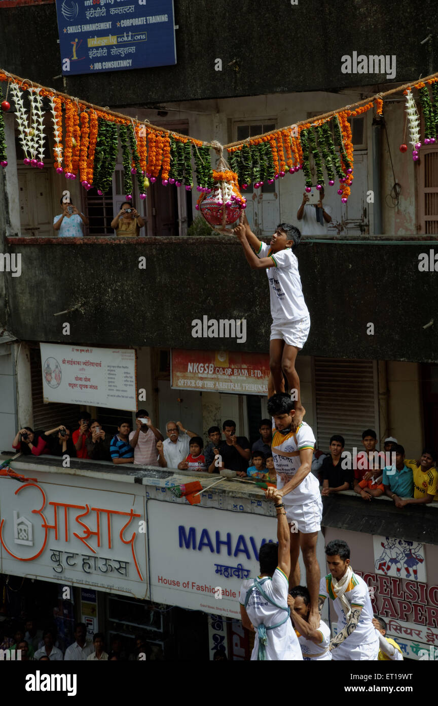 Govinda Human pyramid Trying to Break Dahi Handi on Janmashtmi Stock ...