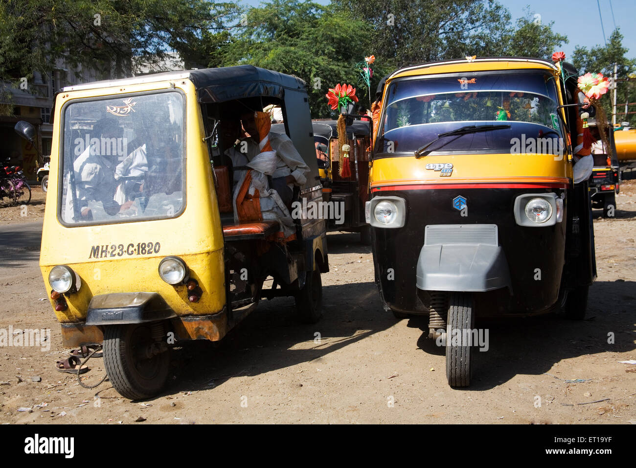 Auto rickshaws ; Nandur ; Marathwada ; Maharashtra ; India Stock Photo ...