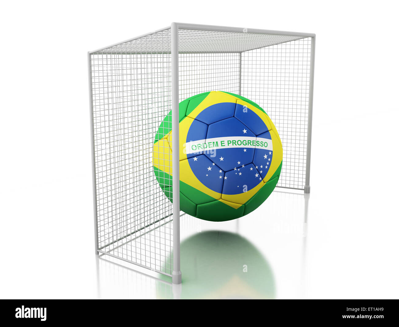 3d renderer image. Soccer ball with Brazil flag. Isolated white ...