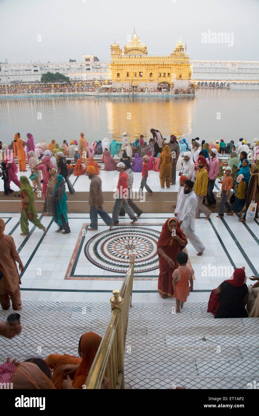 Sikh devotees walking on Parikrama path Hari mandir Sahib Dussera ...