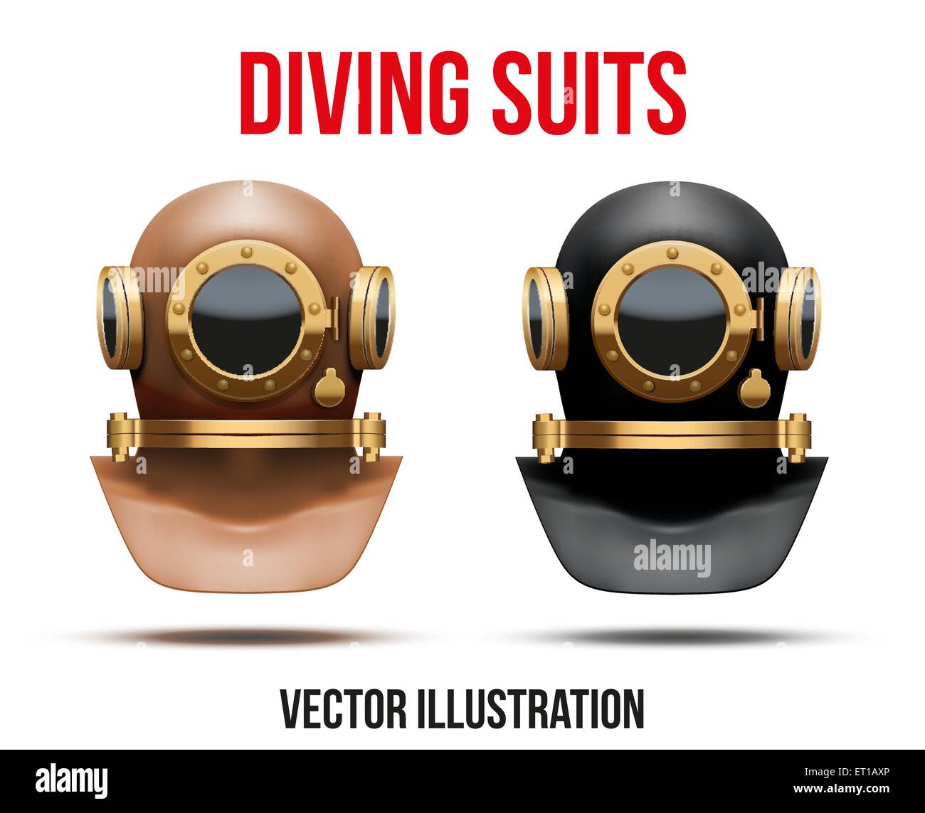 Set of Underwater diving suit helmet. Vector Illustration Stock Vector ...