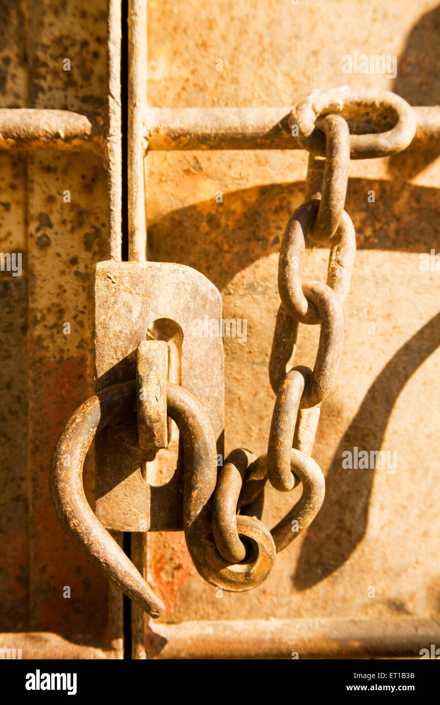 Metal chain door lock ; Himachal Pradesh ; India Stock Photo - Alamy