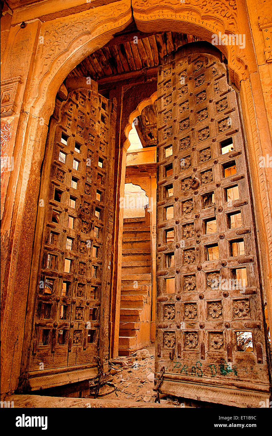 wooden gate open ; Jaisalmer ; Rajasthan ; India Stock Photo - Alamy
