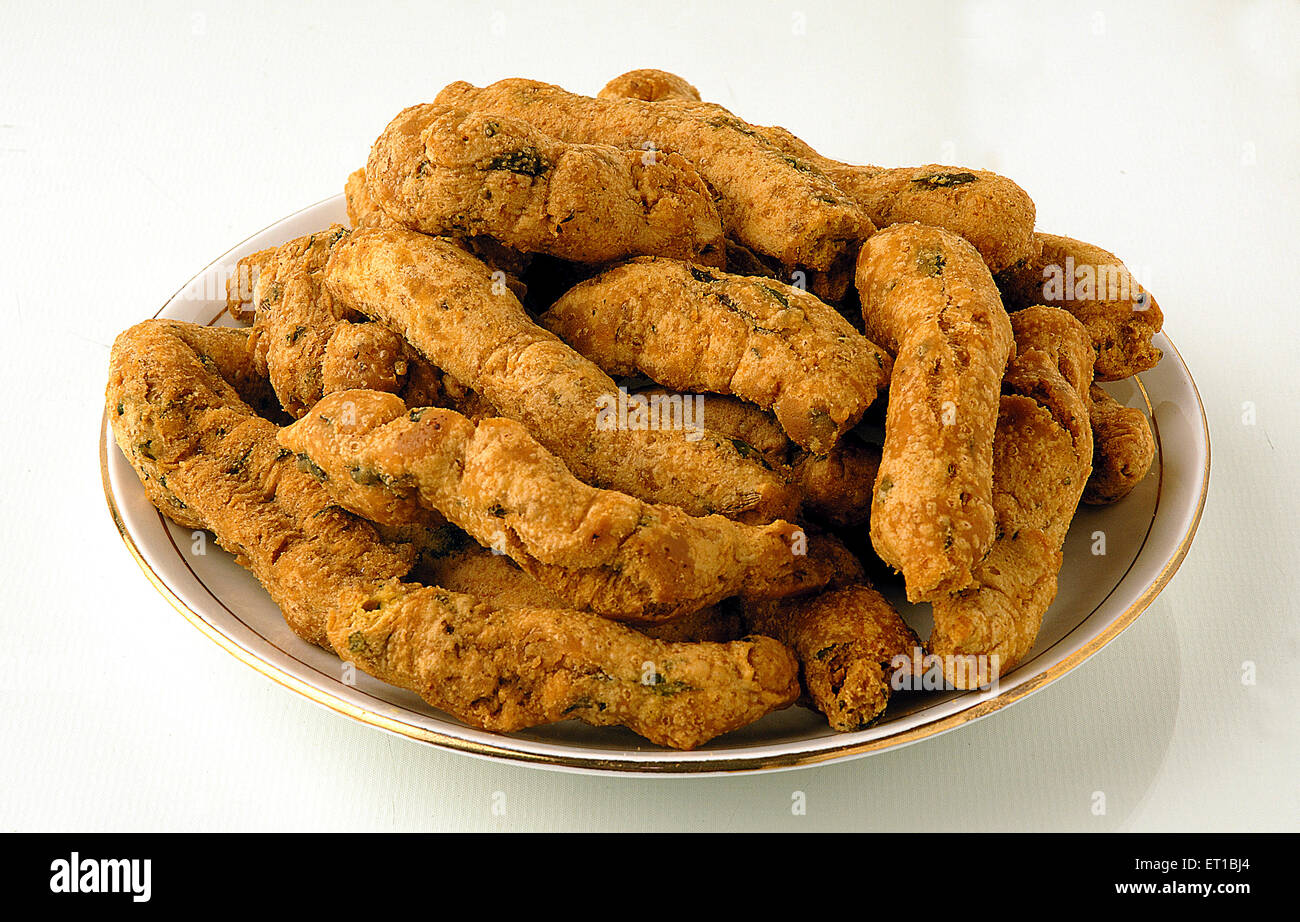 Indian Rajasthani fried snack salty mint crispies on white background ...