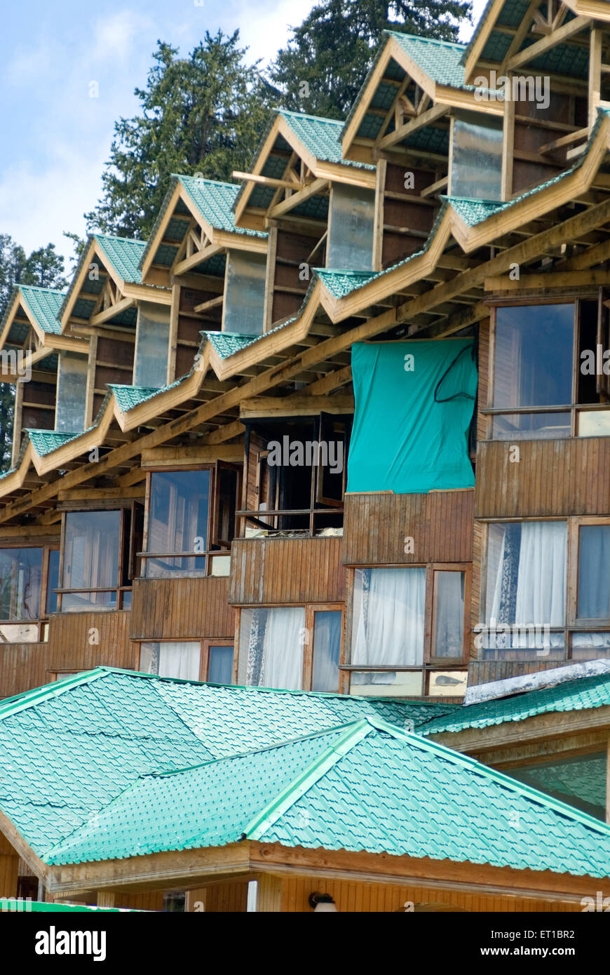 A hotel made of wooden Gulmarg town Jammu & Kashmir India Asia Stock ...