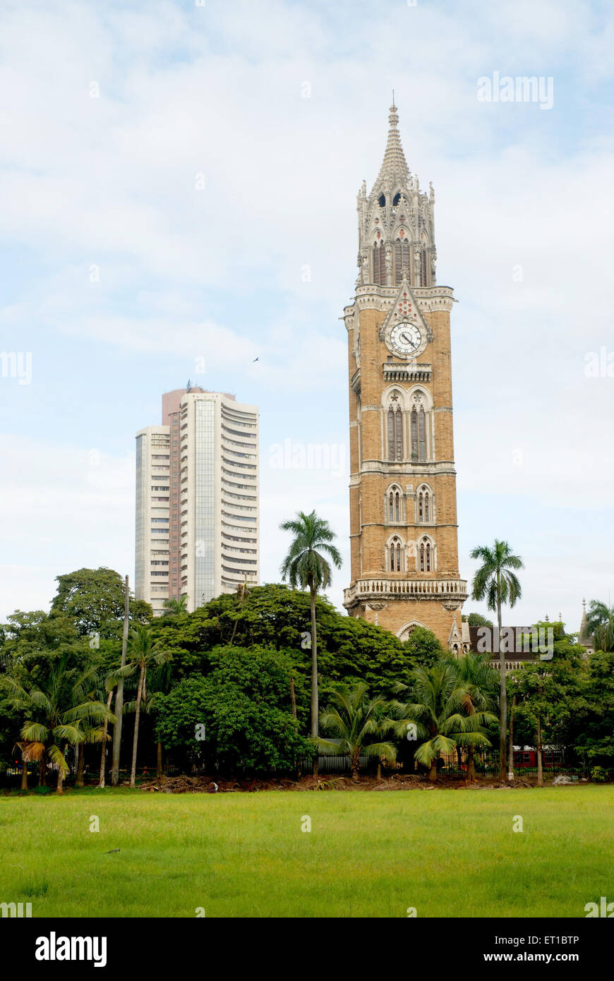 Rajabhai tower & Bombay Stock Exchange building at Oval Maidan ; Bombay ...