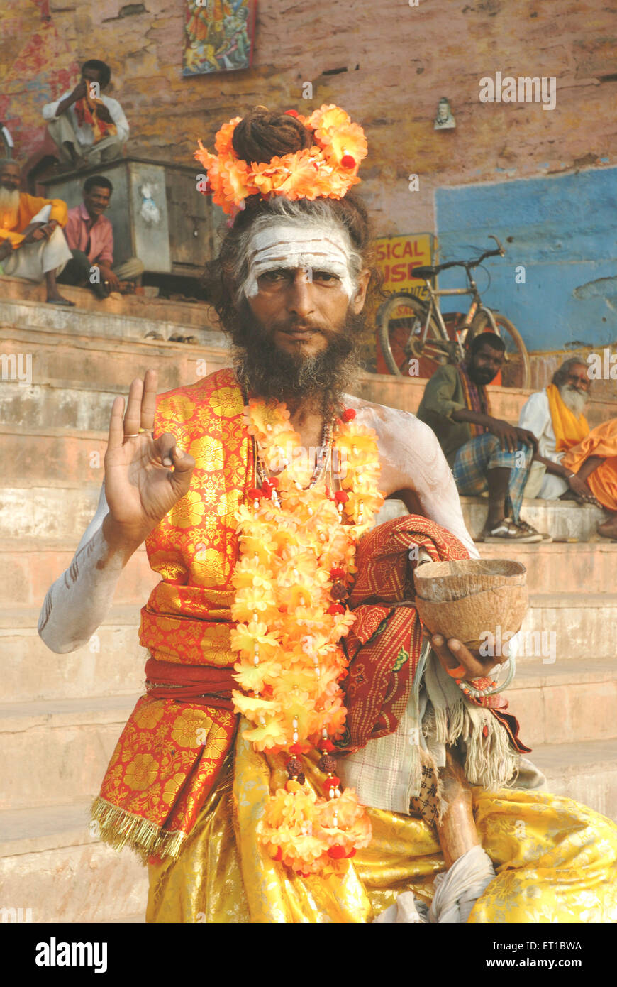 Sadhu maharaj at Prayag Ghat ; Varanasi ; Uttar Pradesh ; India NO MR ...