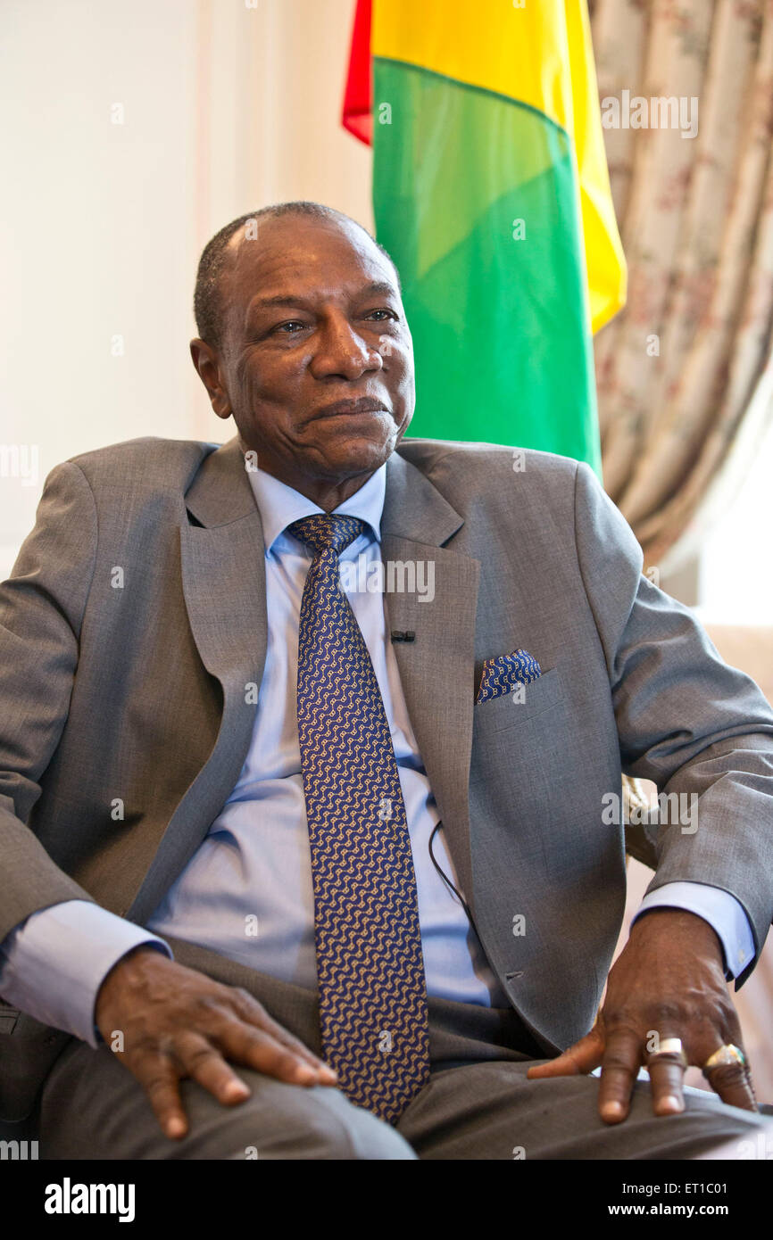 Alpha Conde, president of the Republic of Guinea in PARIS Stock Photo ...