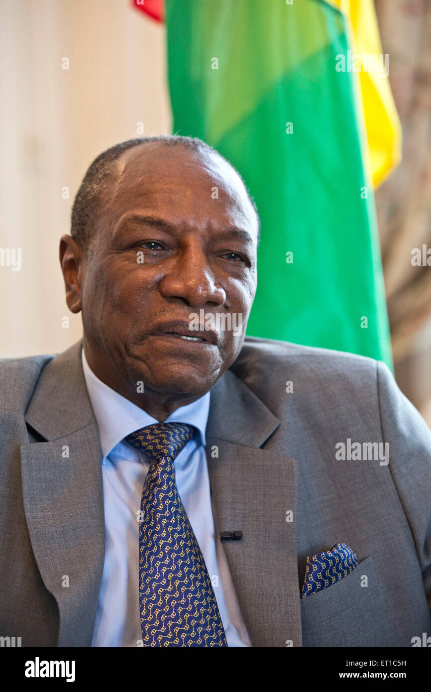 Alpha Conde, president of the Republic of Guinea in PARIS Stock Photo ...