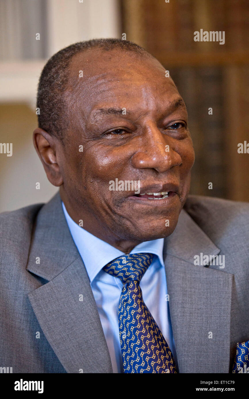 Alpha Conde, president of the Republic of Guinea in PARIS Stock Photo ...