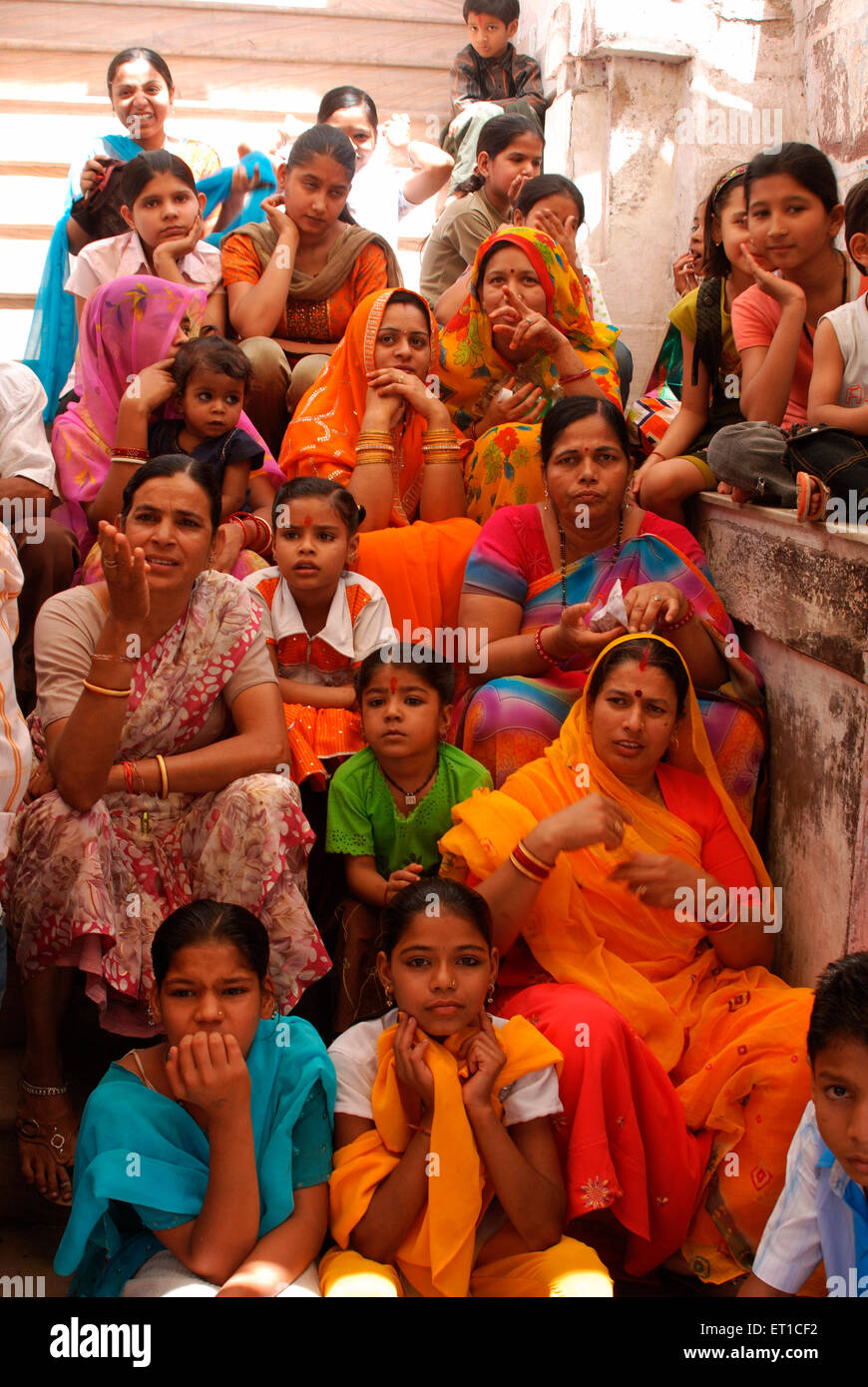 Rajasthani women sitting on steps ; Jodhpur ; Rajasthan ; India ; Asia ...