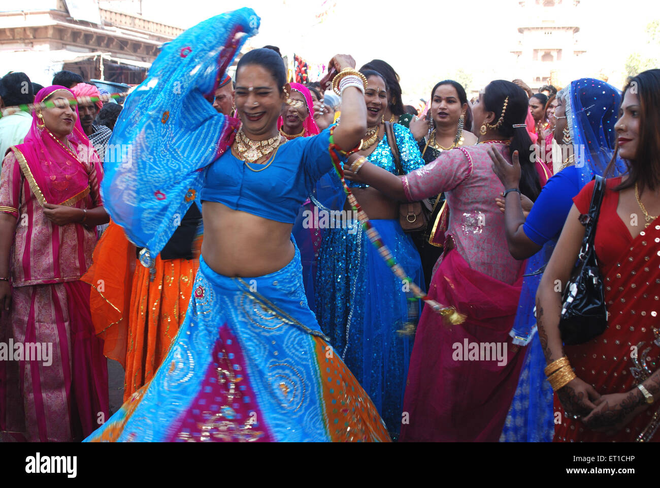 Kinnars dancing in procession of national convention ; Jodhpur ...