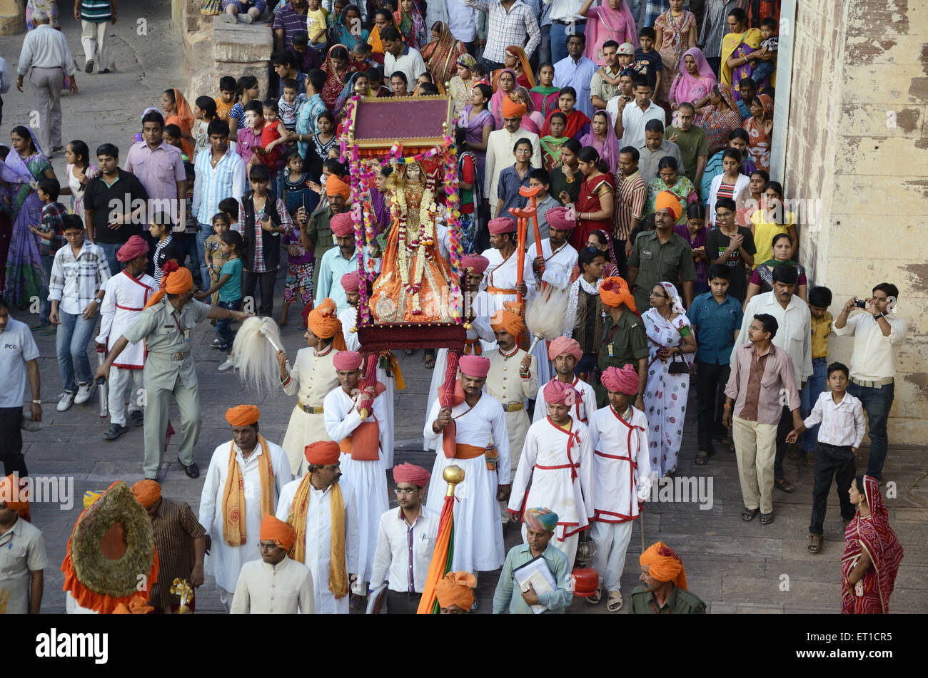 procession of Raj Gangaur in Mehrangarh Fort at Jodhpur India Stock ...