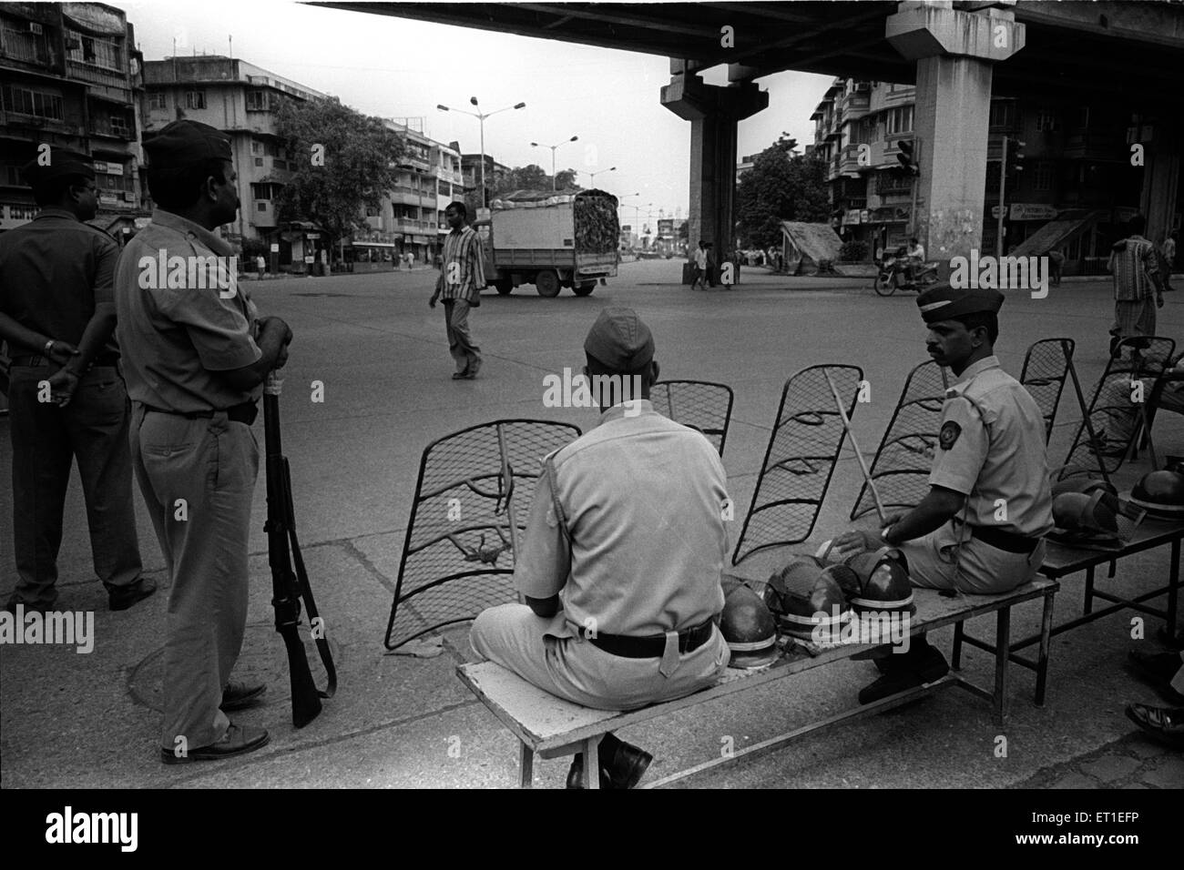 Police bandobast ; security at mohammed ali road ; Bombay Mumbai ...