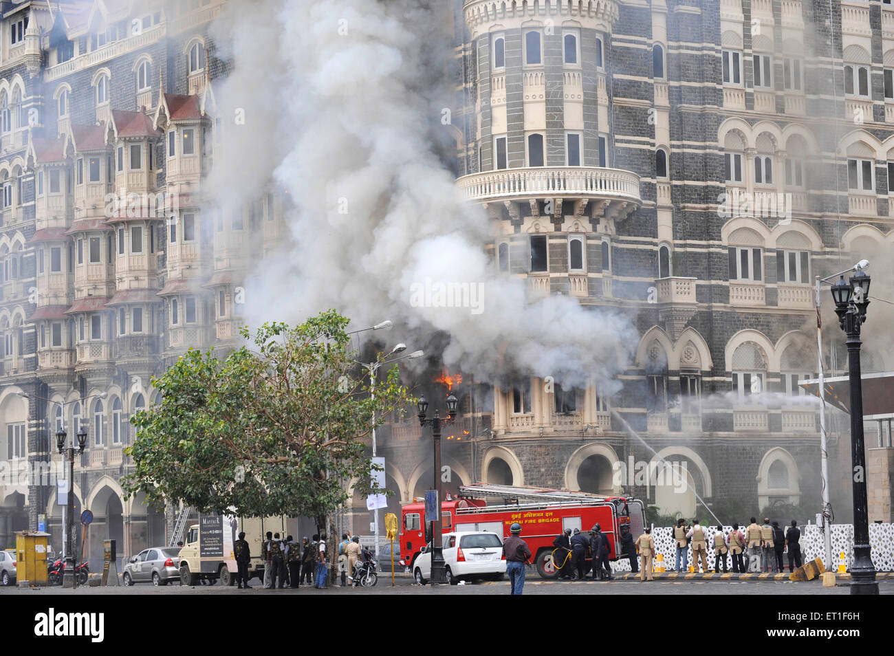 Taj Mahal hotel and Fire Brigade taking position ; terrorist attack by ...