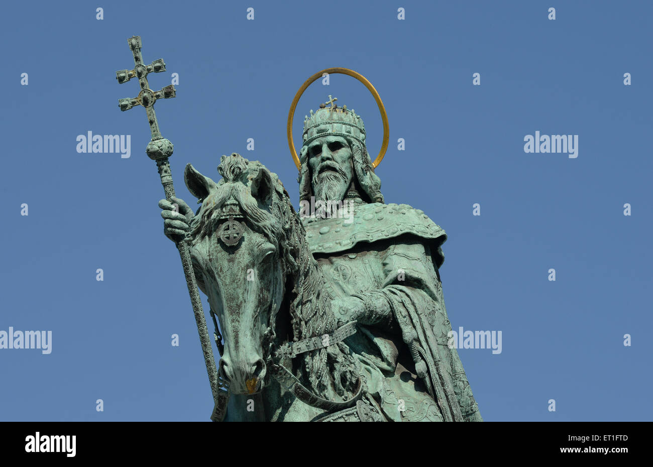 Bronze statue of King Saint Stephen which stands outside Matthias ...