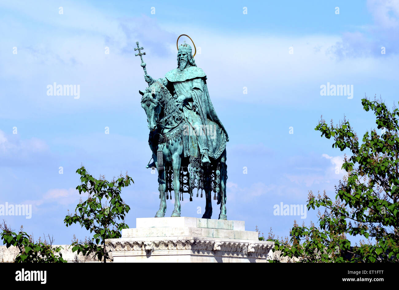 Bronze statue of King Saint Stephen which stands outside Matthias ...