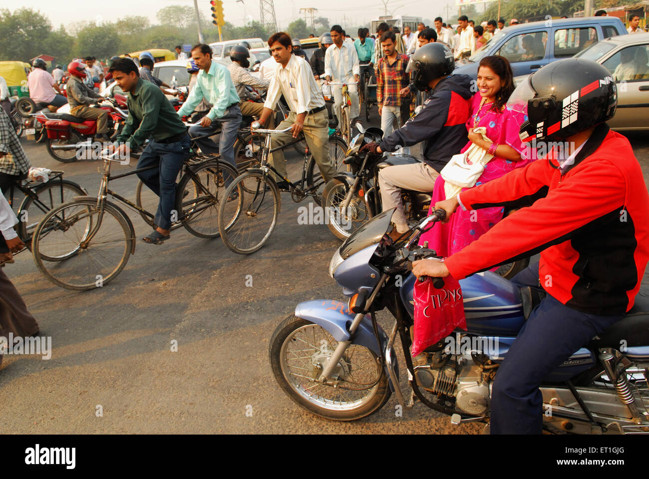 bikes and bicycles, streets of Delhi, India, Asia Stock Photo - Alamy