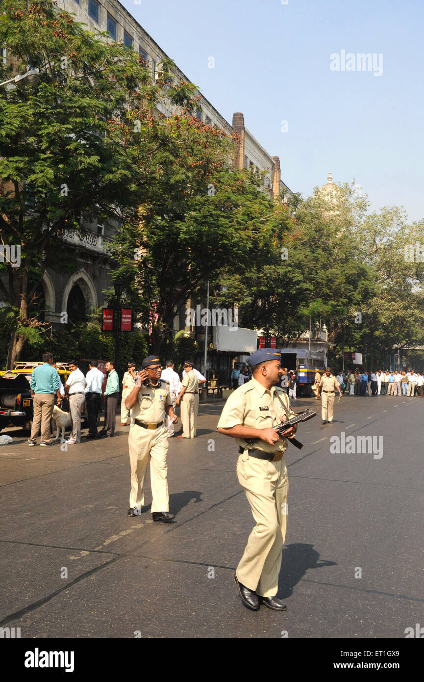 Police patrol patrolling ; Bombay ; Mumbai ; Maharashtra ; India ; Asia ...