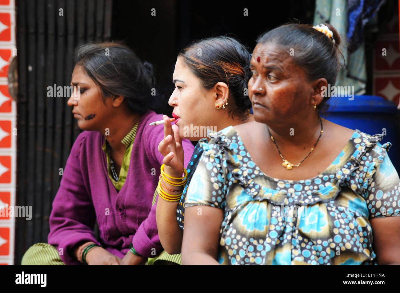 Prostitutes waiting; Kamathipura; Lal Bazar; red light area; Grant Road ...